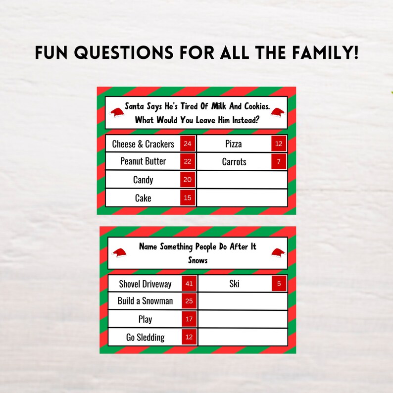 Christmas Friendly Feud imprimible / Trivia navideña / Juego de Navidad ...