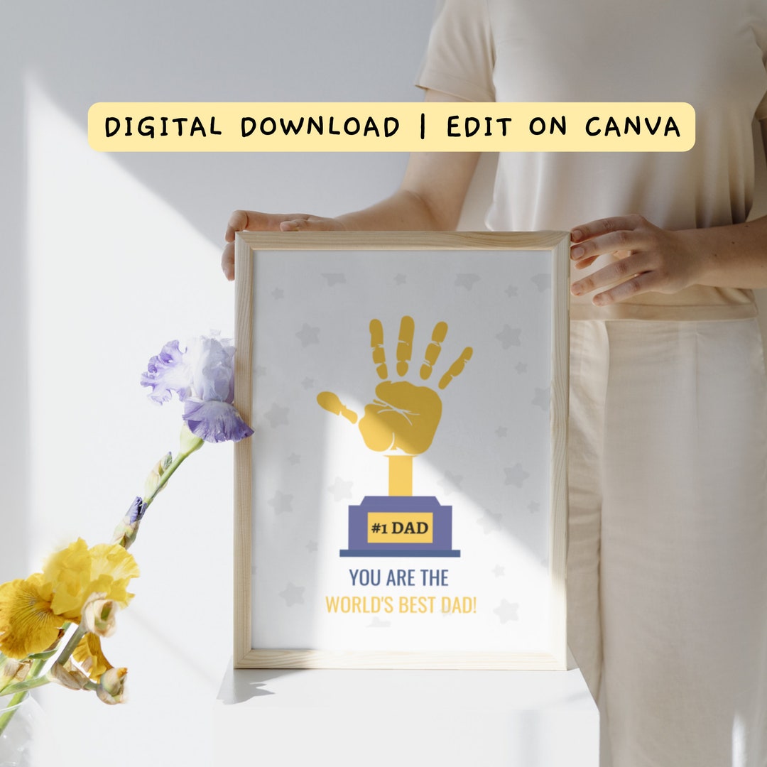 Trophy DAD Handprint Footprint Art | Father's Day Gift for Dad | Kids ...