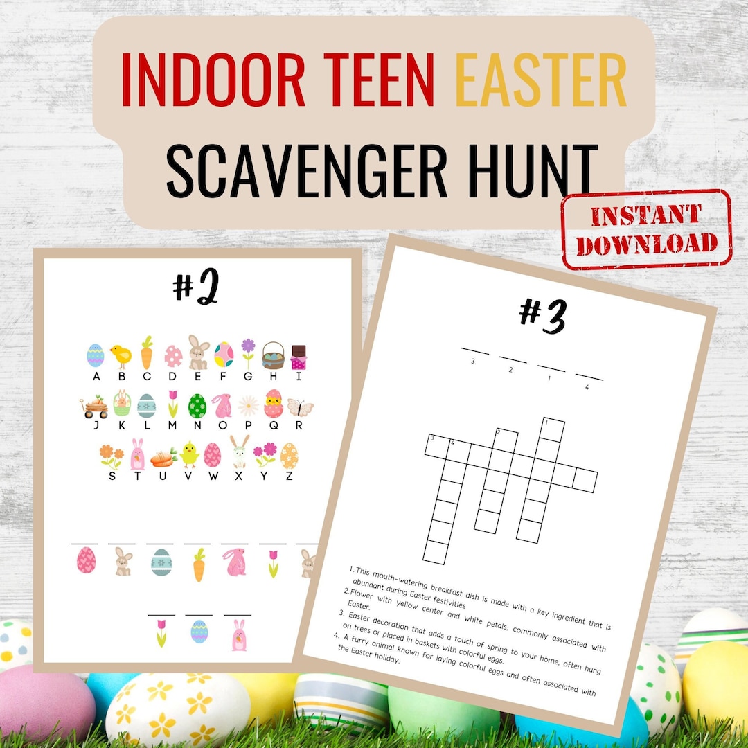 Easter Indoor Scavenger Hunt for Teens | Easter Egg Hunt Older Kids ...