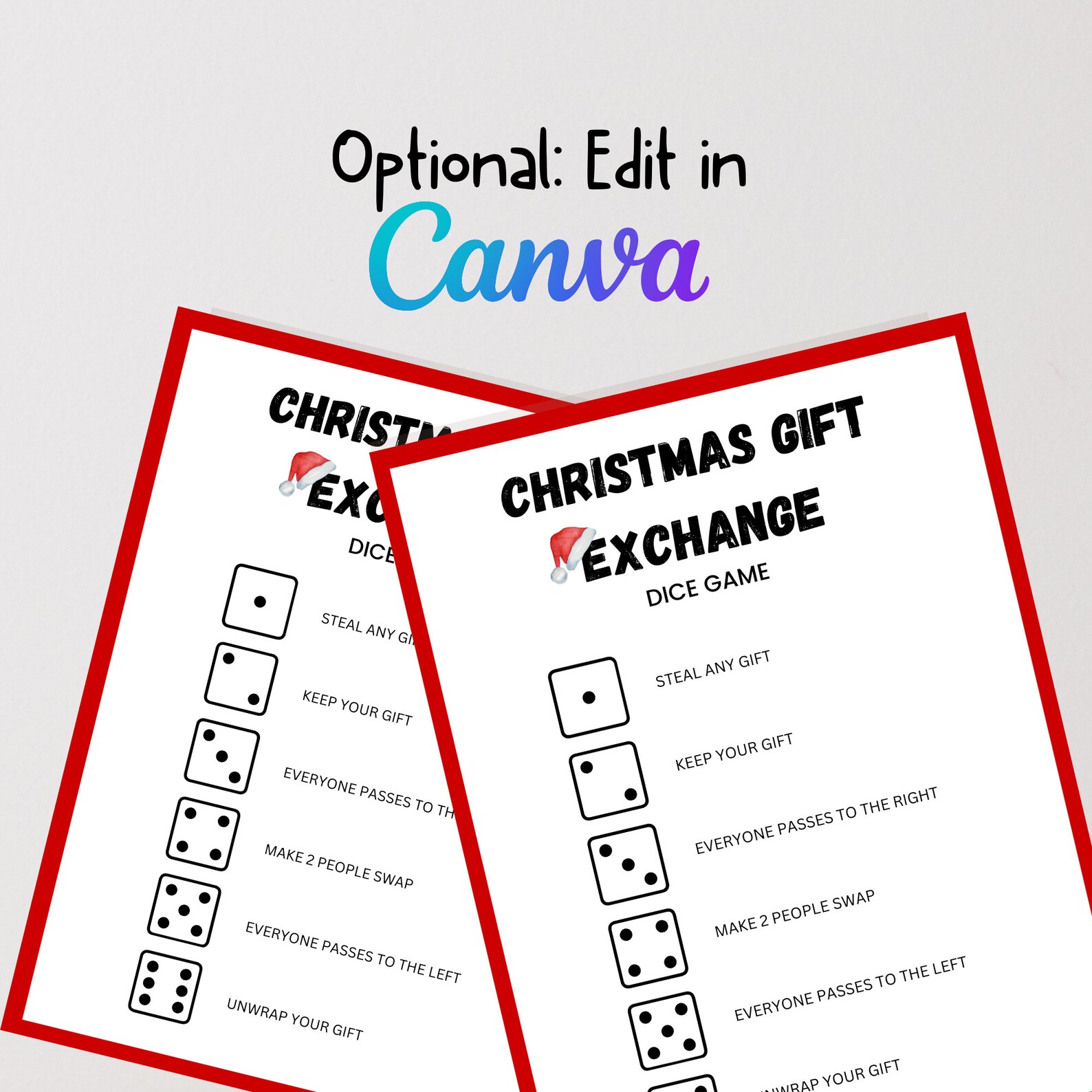 EDITABLE Christmas Dice Gift Exchange Game | Secret Santa Dice ...