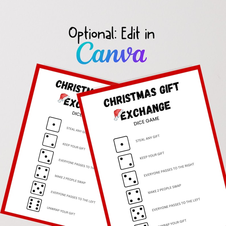 EDITABLE Christmas Dice Gift Exchange Game | Secret Santa Dice ...