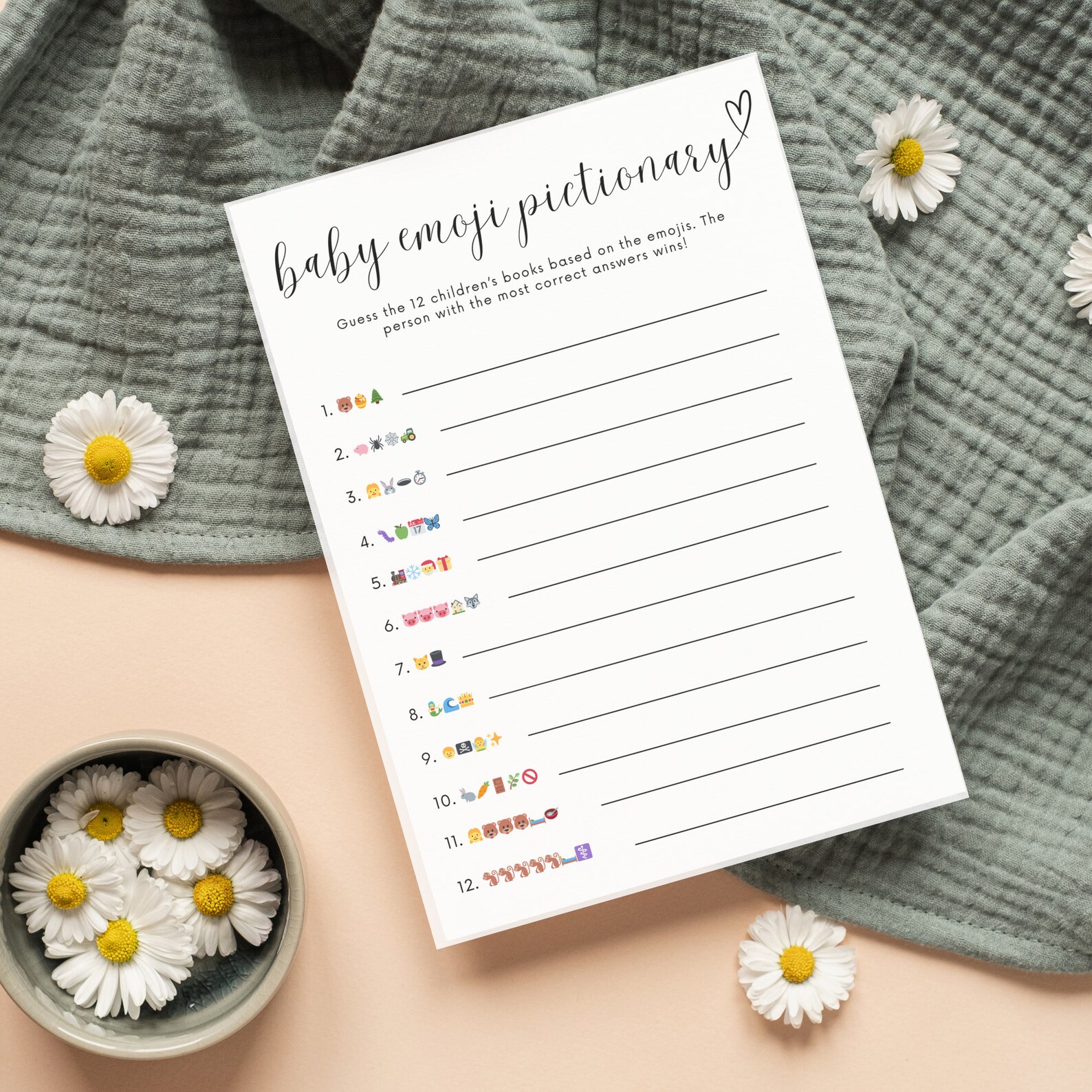 Emoji Pictionary Children's Book | Baby Shower Emoji Pictionary Game ...