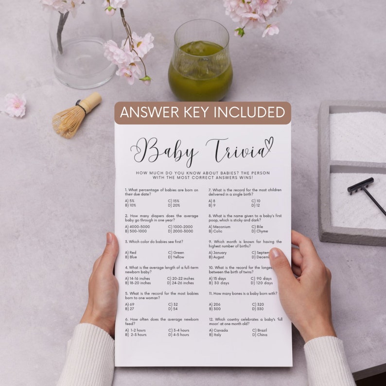 Baby Trivia Baby Shower Game| Trivia Game Baby Shower | Minamilistic ...