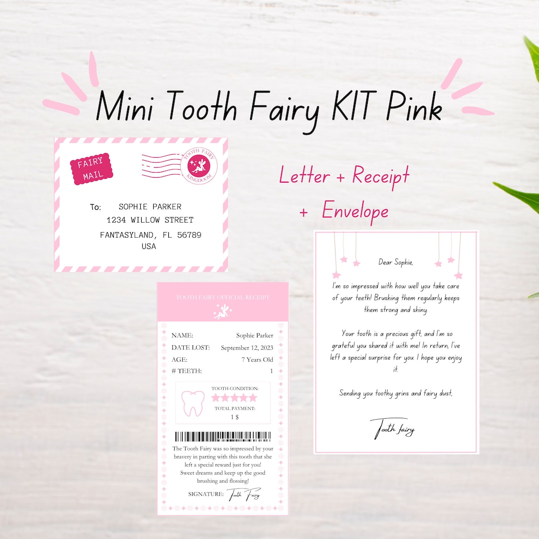 First Tooth Letter Pink | Mini Tooth Fairy Note | Letter From Tooth ...