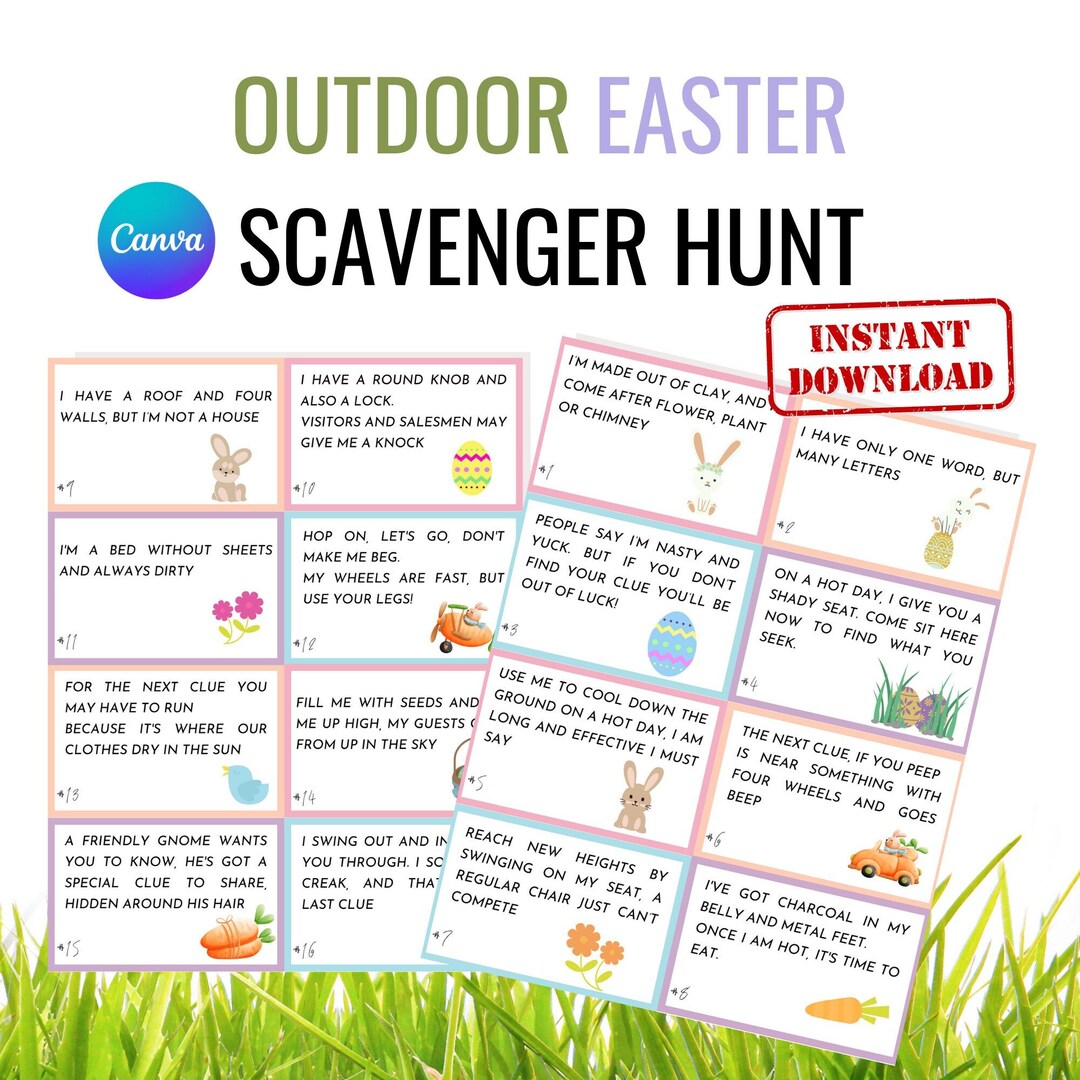 Outdoor Easter Scavenger Hunt for Kids| Scavenger Hunt Game Editable ...