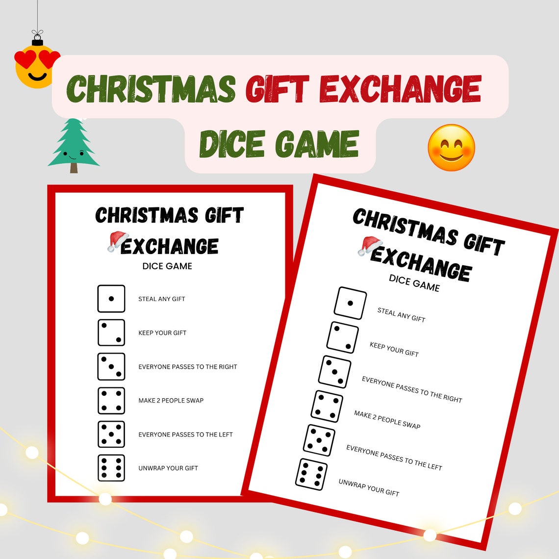 EDITABLE Christmas Dice Gift Exchange Game Secret Santa Dice Printable ...