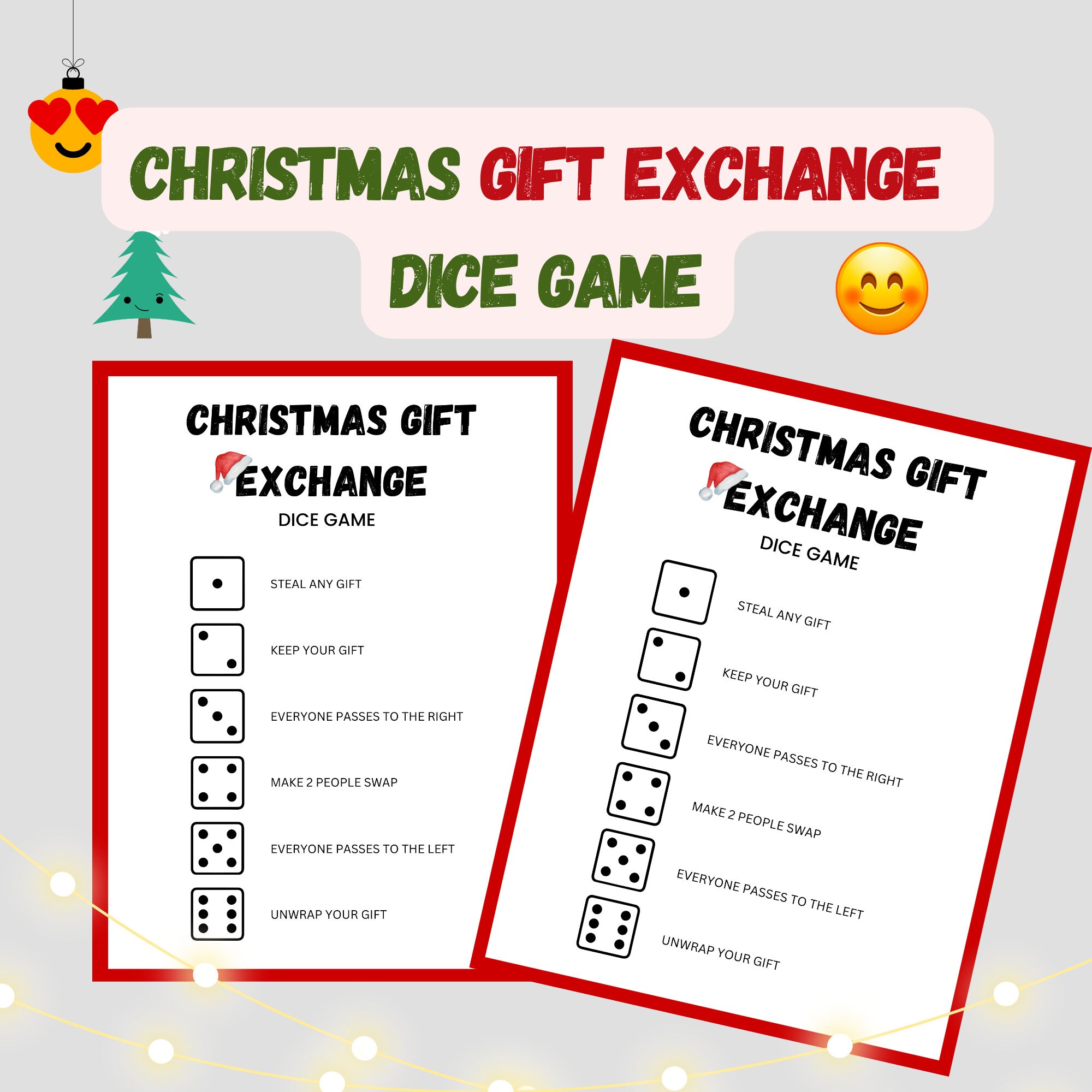 EDITABLE Christmas Dice Gift Exchange Game | Secret Santa Dice ...