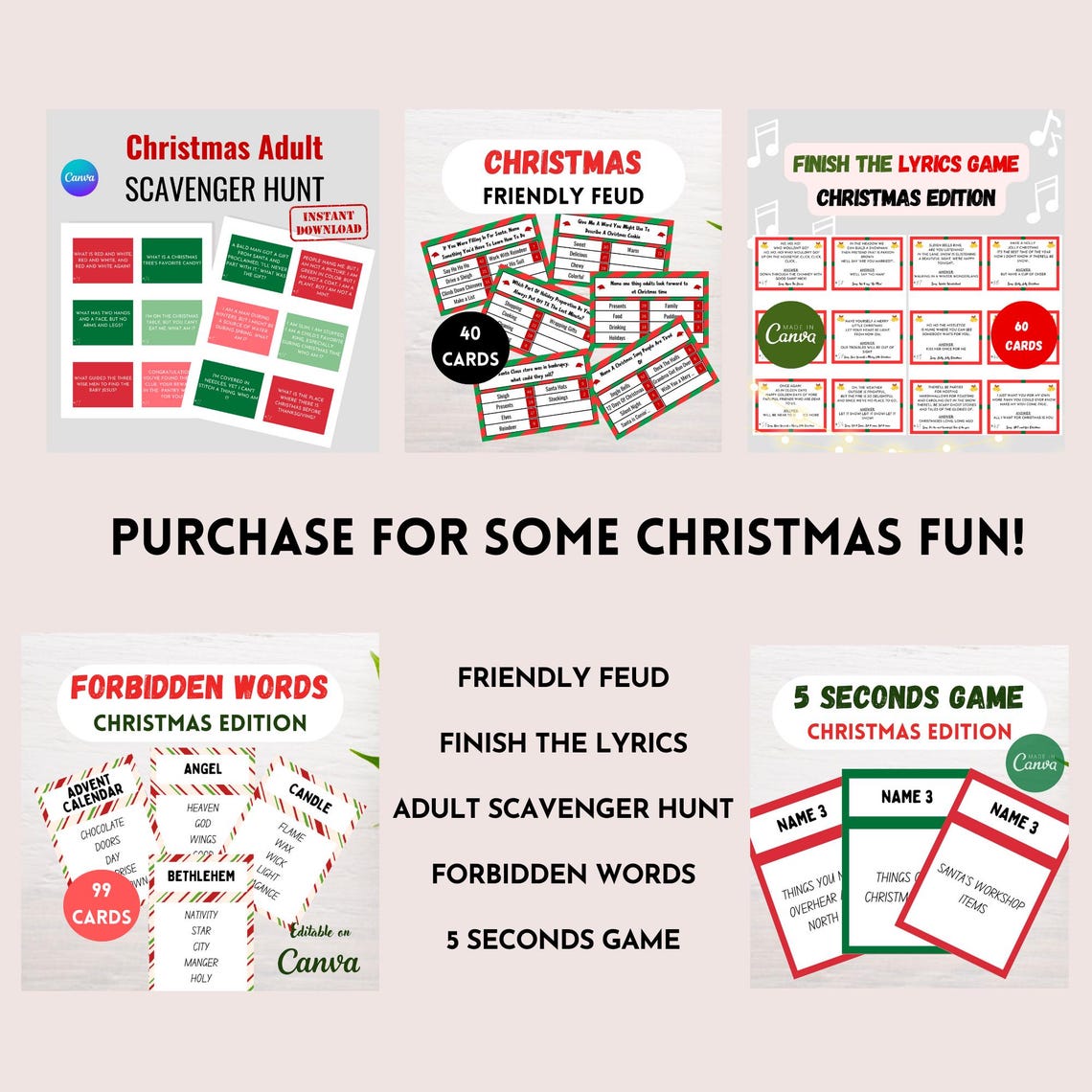 Printable Christmas Game Bundle | Christmas Family Games | Printable ...