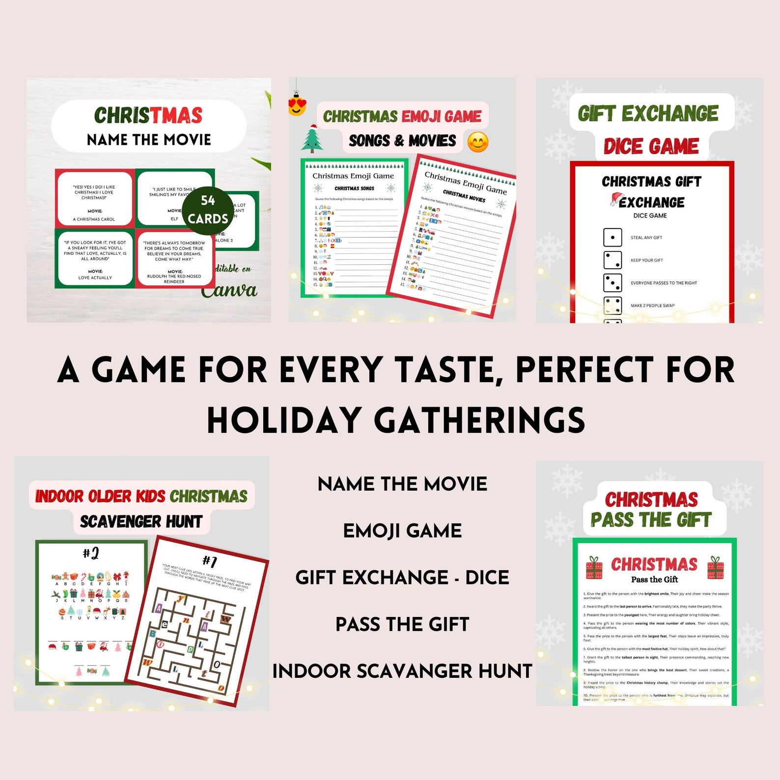 Printable Christmas Game Bundle | Christmas Family Games | Printable ...