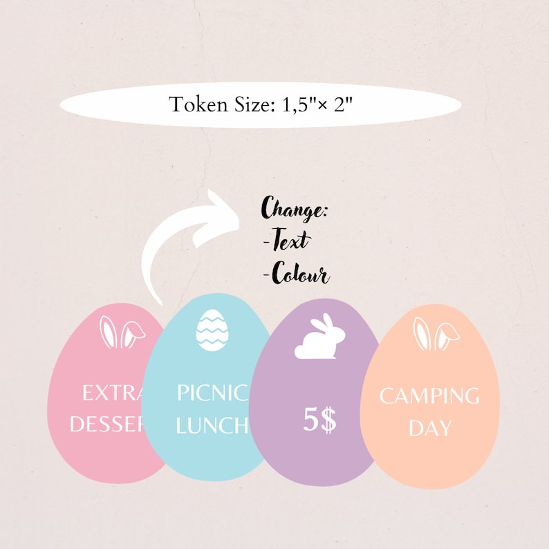 Editable Easter Egg Tokens | Digital Easter Egg Coupons | Canva Easter ...
