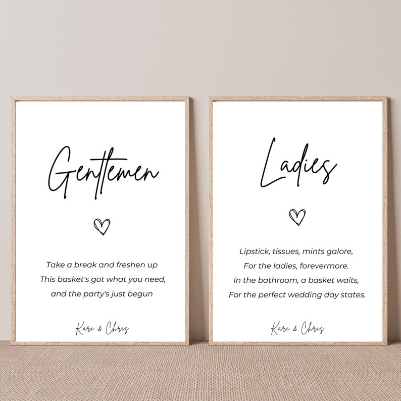 Bathroom Basket Sign Wedding | Simple Digital Download | Ladies Toilet ...