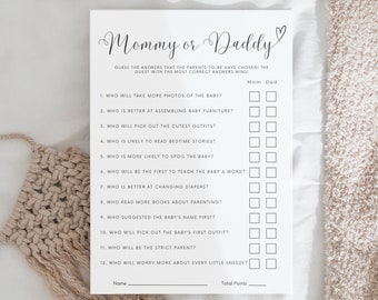 Guess Who: Mommy or Daddy Game Mom or Dad Quiz Baby Shower Game Gender ...