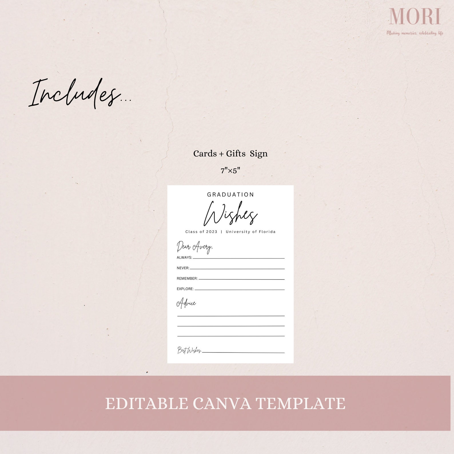 Graduation Advice and Wishes Card Template | Minimalistic Graduation ...