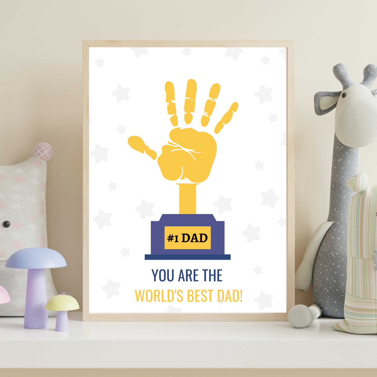 Trophy DAD Handprint Footprint Art | Father's Day Gift for Dad | Kids ...