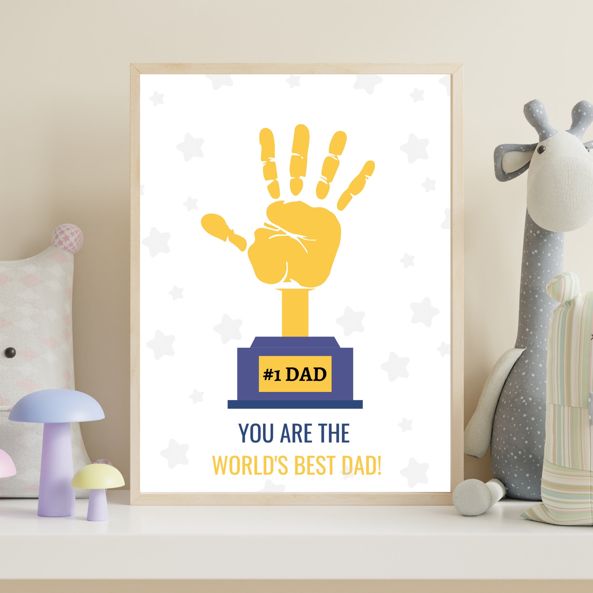 Trophy DAD Handprint Footprint Art Father's Day Gift for Dad Kids Baby ...