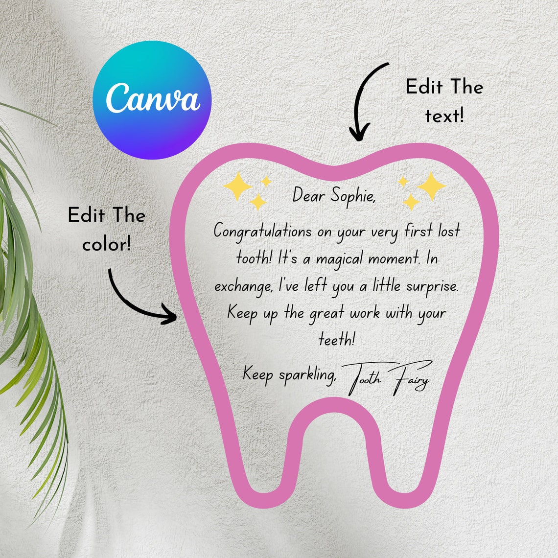 Letter From the Tooth Fairy First Tooth | Mini Tooth Fairy Note ...