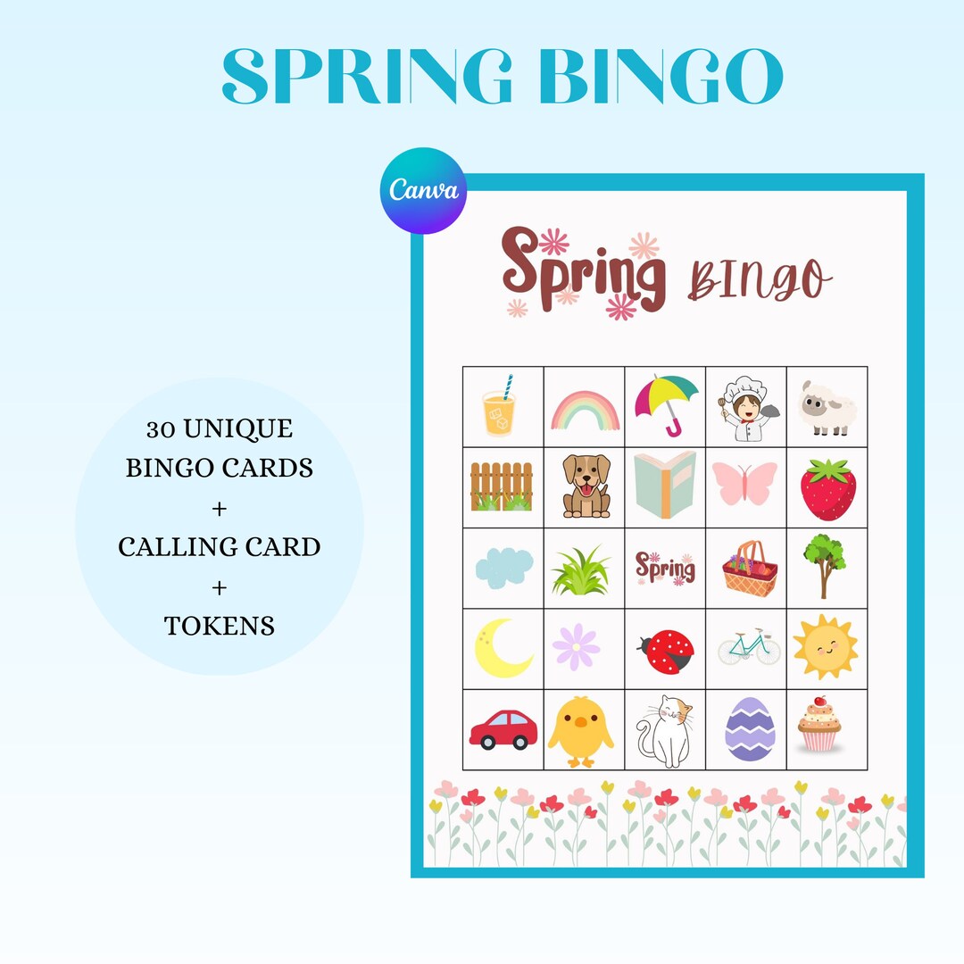 Spring Bingo for Kids | Bingo Cards Spring Inspired | Printable Bingo ...