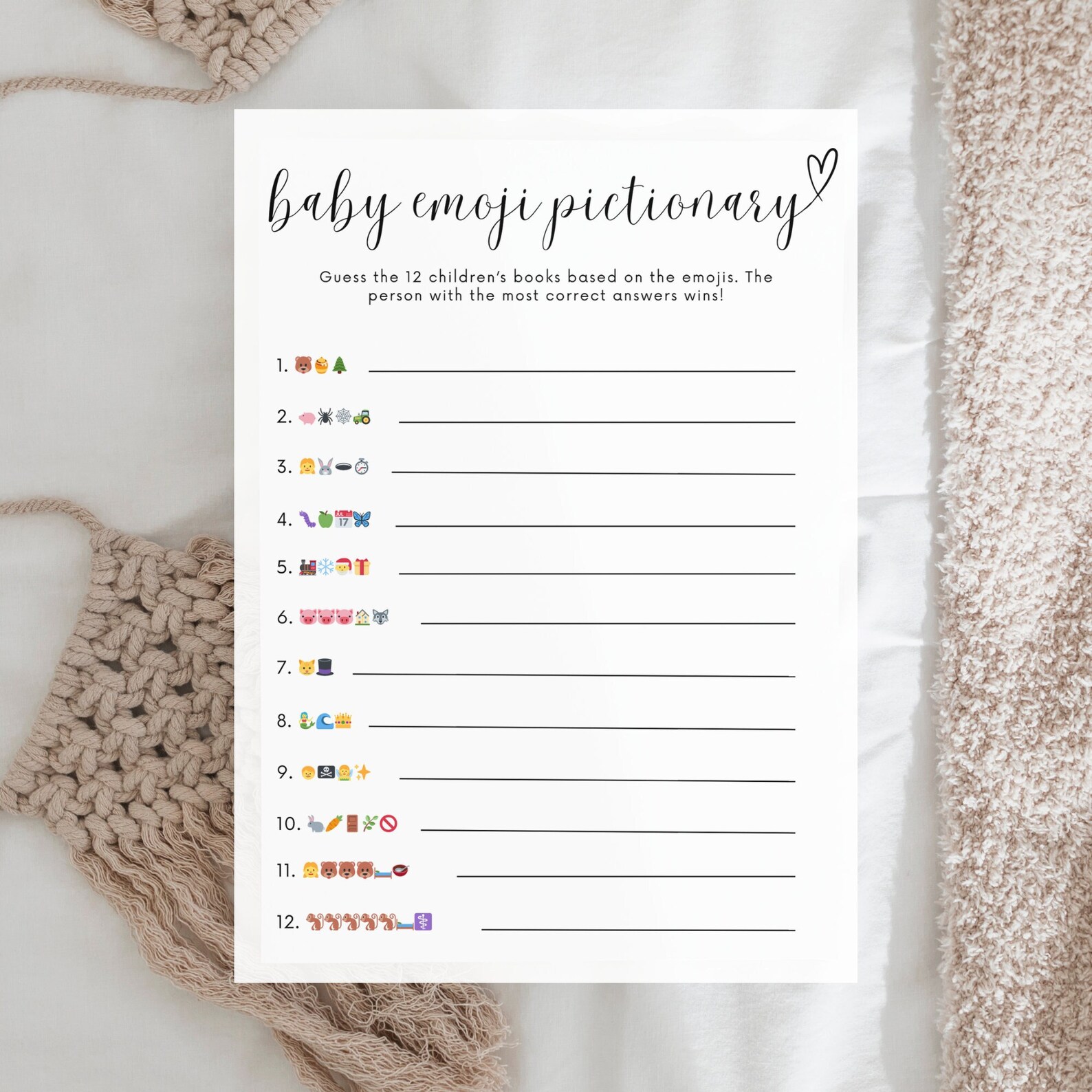 Emoji Pictionary Children's Book | Baby Shower Emoji Pictionary Game ...