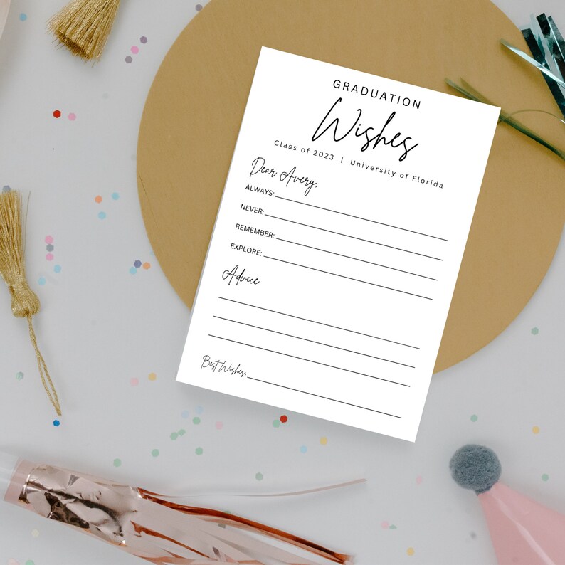 Minimalist Graduation Advice Card Template | Printable Canva Design ...