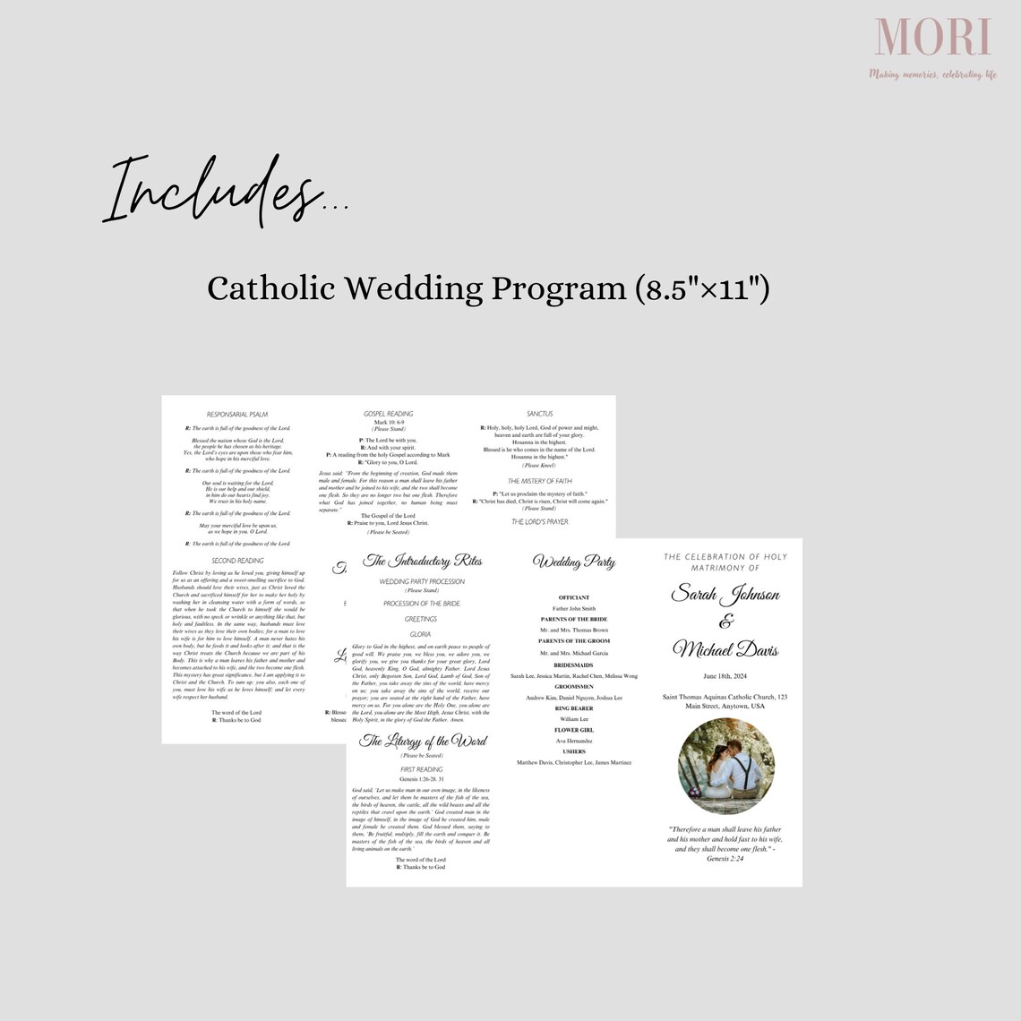 Catholic Wedding Program Template Canva| | Trifold Catholic Program ...