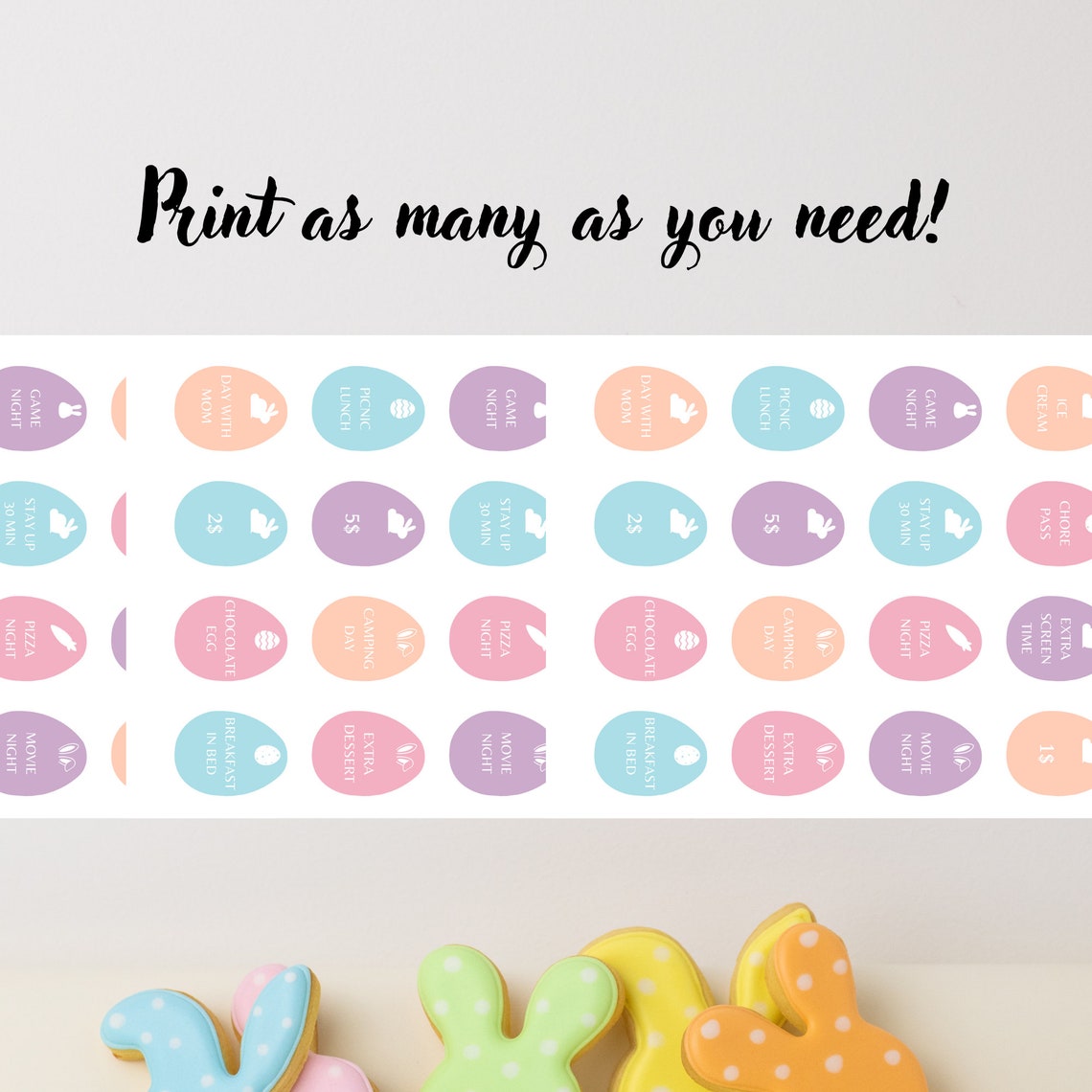 Editable Easter Egg Tokens | Digital Easter Egg Coupons | Canva Easter ...