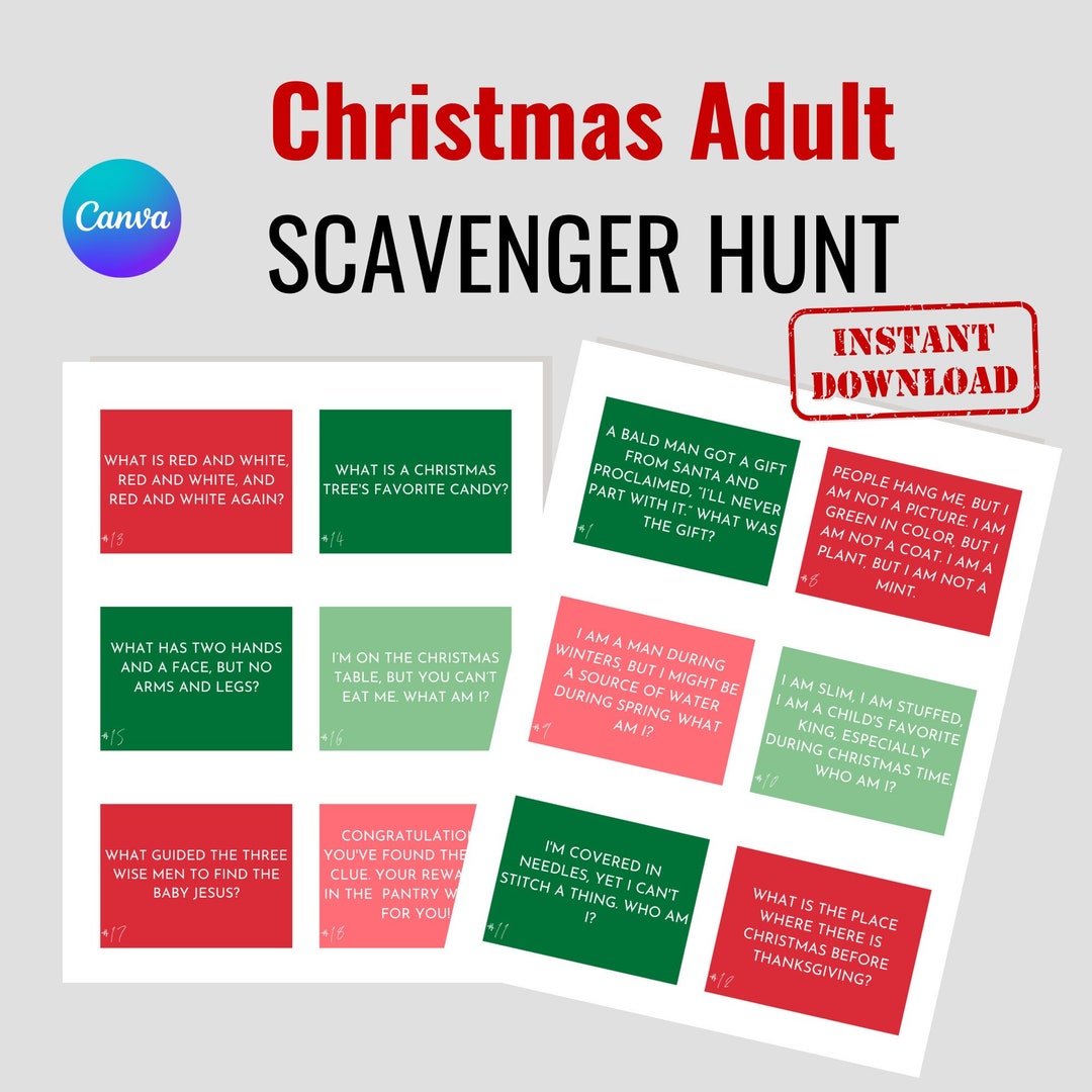 Christmas Scavenger Hunt for Adults | Difficult Christmas Treasurer ...