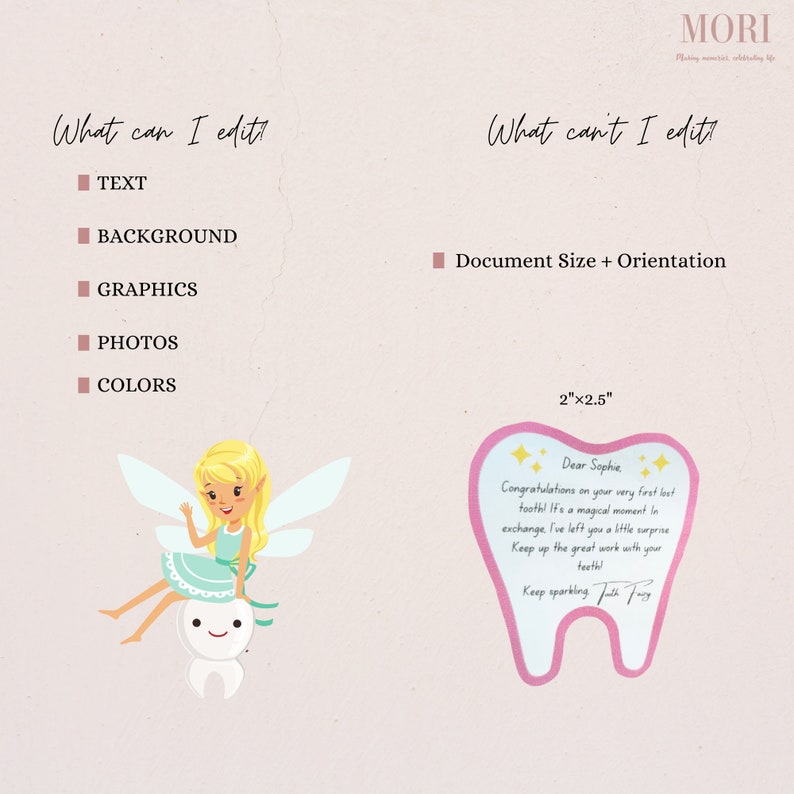 Letter From the Tooth Fairy First Tooth | Mini Tooth Fairy Note ...