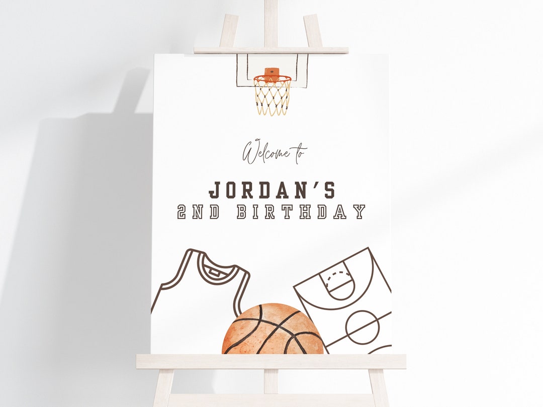 Born Two Ball Welcome Sign, Basketball Birthday Welcome Sign, EDITABLE ...