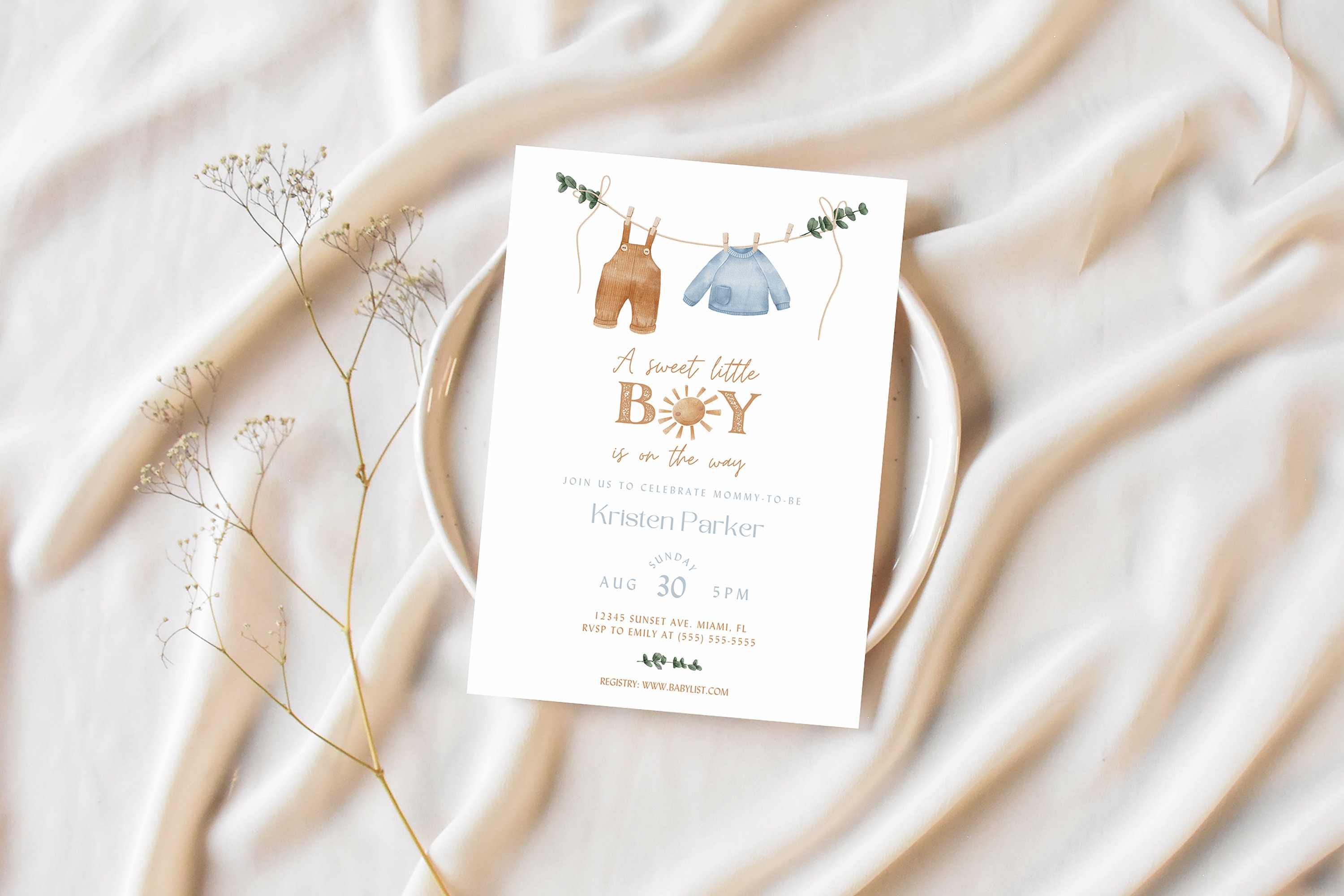 Sweet Baby Boy Invitation, Sweet Baby Boy Baby Shower Invitation, Baby ...