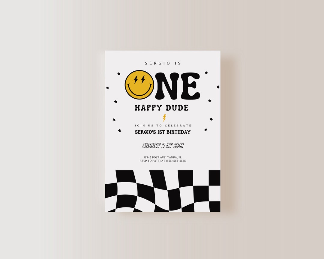 One Happy Dude Birthday Invitation ONLY | One Happy Dude Birthday ...