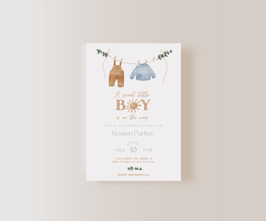 Sweet Baby Boy Invitation, Sweet Baby Boy Baby Shower Invitation, Baby ...
