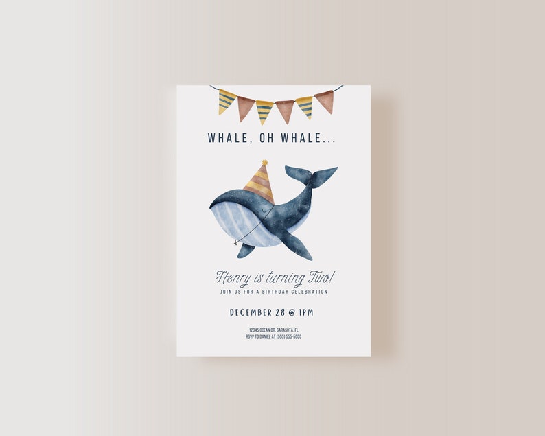 Whale Oh Whale Invitation ONLY Whale Birthday Wale Birthday - Etsy