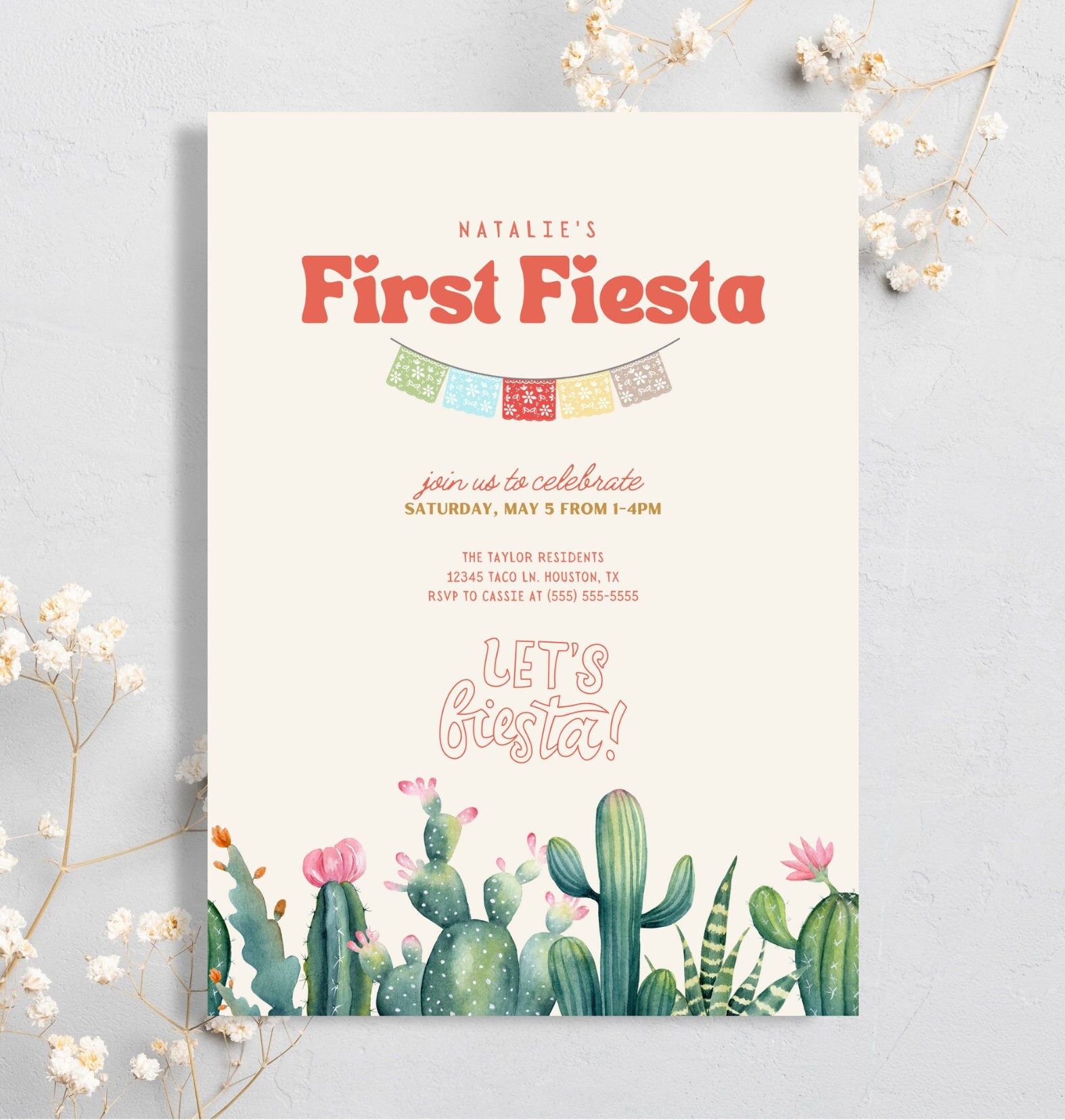 First Fiesta Birthday Invitation, Digital First Fiesta Invitation ...