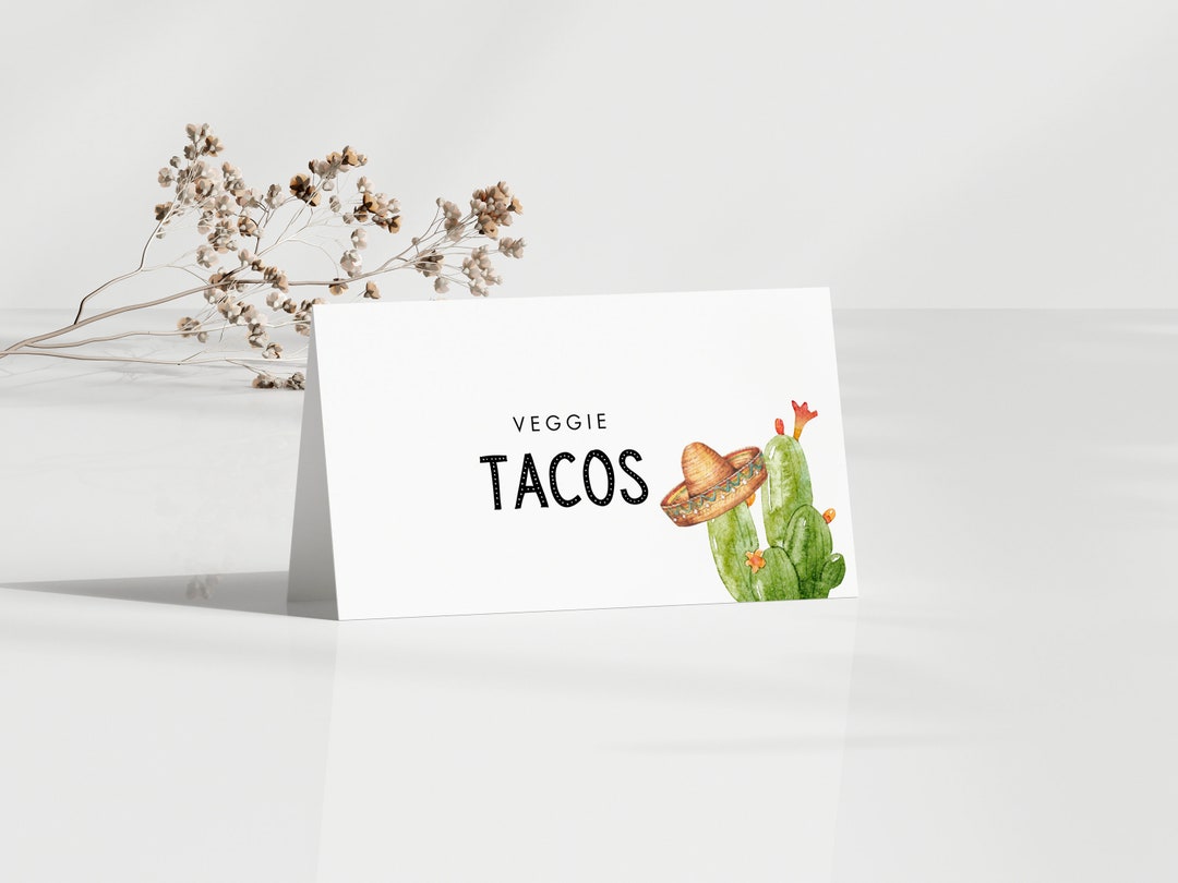 First Fiesta Food Tent Template, Editable Food Labels, Printable Party ...