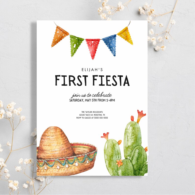 First Fiesta Birthday Invitation Digital First Fiesta - Etsy