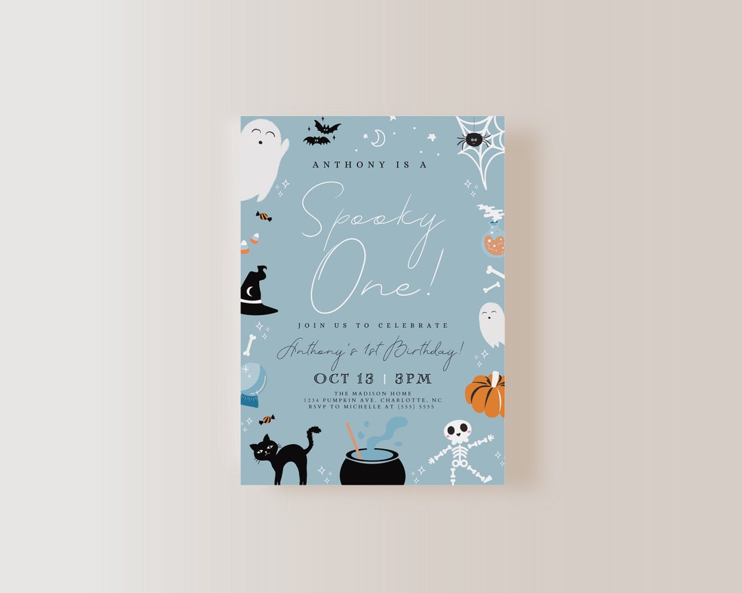 Spooky One Birthday Party Invitation, Halloween Invite, 1st Birthday ...