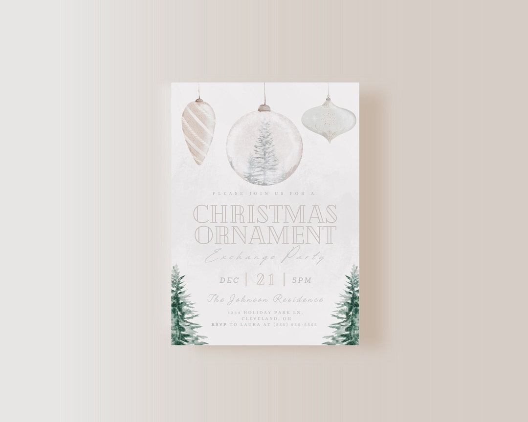 Ornament Exchange Party Invitation, Editable Christmas Party Invitation ...