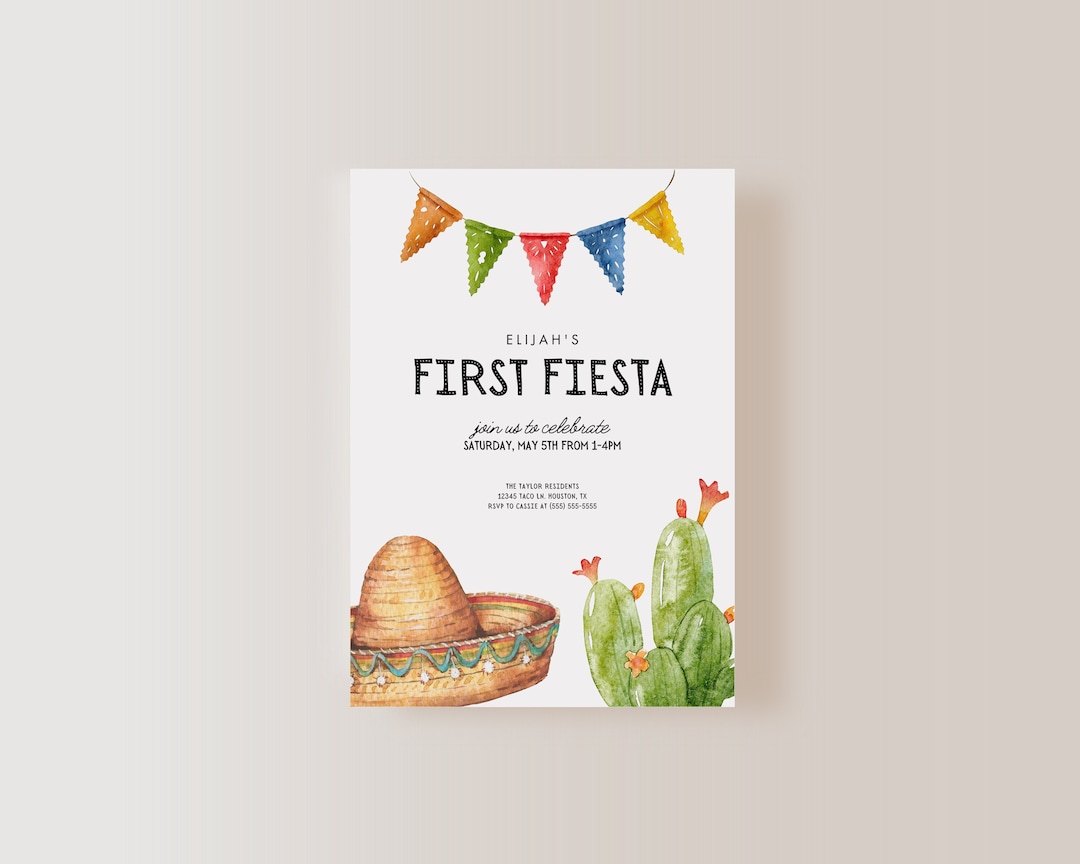 First Fiesta Birthday Invitation, Digital First Fiesta Invitation ...