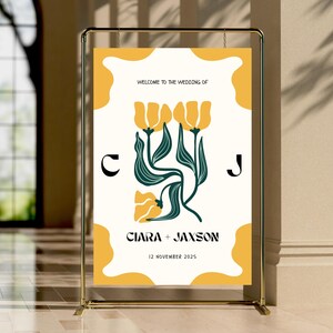 Wedding Welcome Sign, Floral Welcome Sign, Yellow Welcome Sign, Artsy ...
