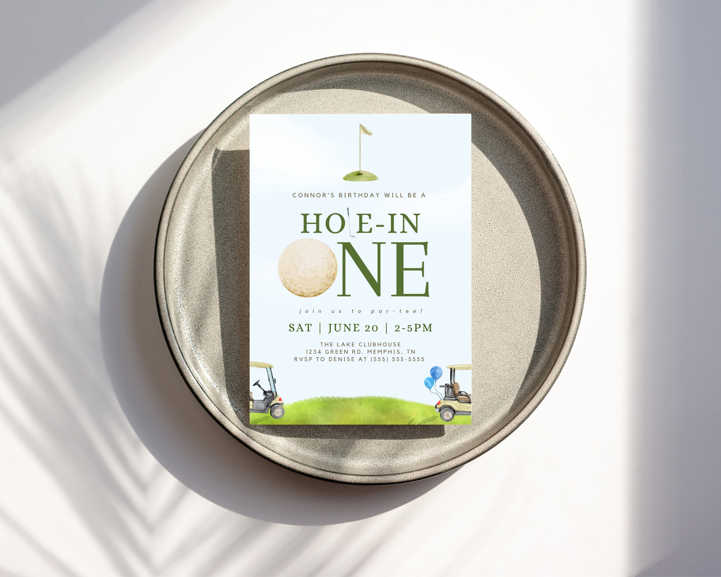 Golf First Birthday Invitation ONLY, Hole in One Birthday, Golf ...