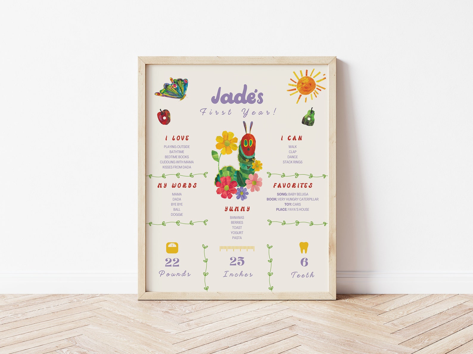 The Very Hungry Caterpillar Girl Welcome Sign, Hungry Caterpillar ...