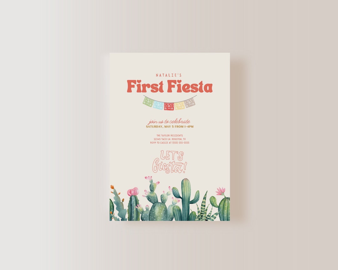 First Fiesta Birthday Invitation, Digital First Fiesta Invitation ...