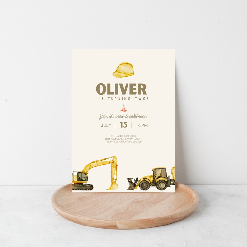 Construction Birthday Invitation, Construction Digital Invitation ...