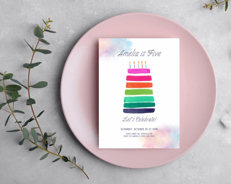 Colorful Birthday Invitation ONLY Colorful Birthday Birthday - Etsy