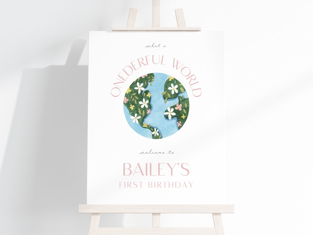 Onederful World Welcome Sign, First Birthday Welcome Sign, EDITABLE ...
