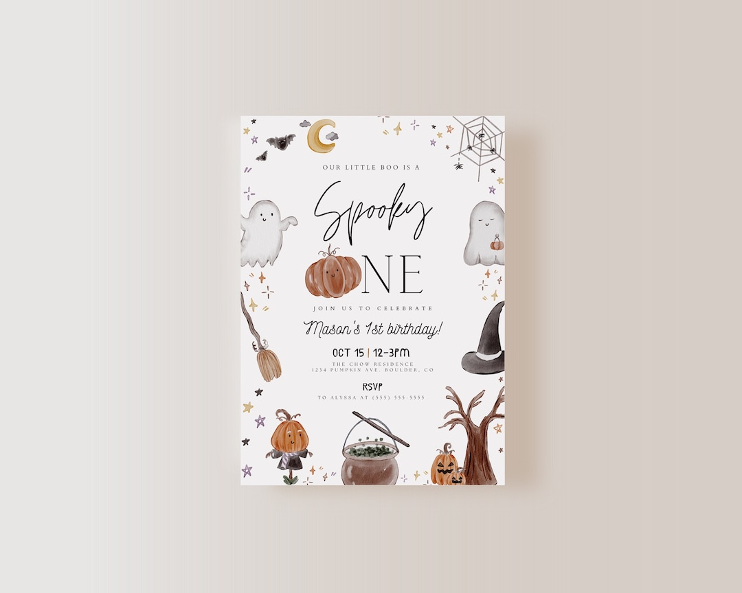 Spooky One Birthday Party Invitation, Halloween Invite, 1st Birthday ...