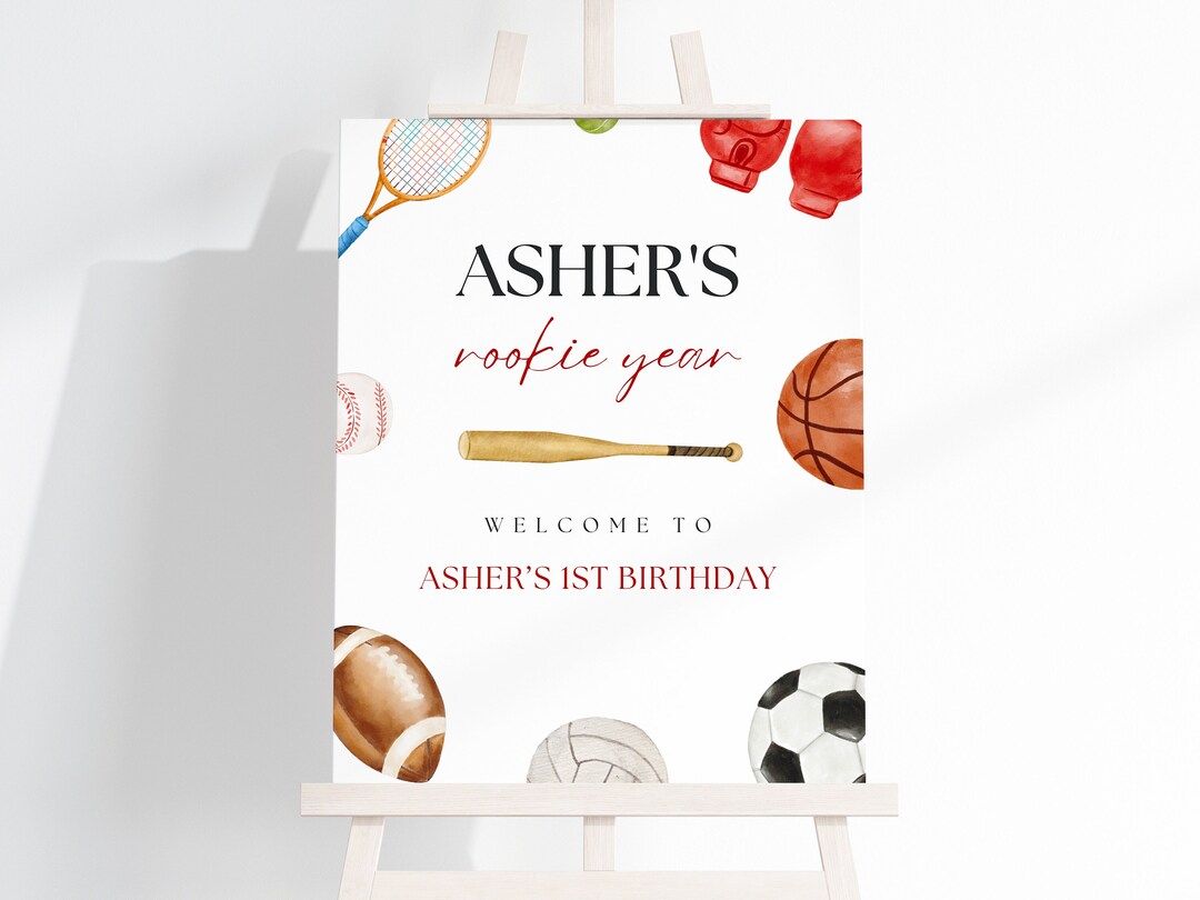 Rookie Year Welcome Sign, Rookie Year Birthday Welcome Sign, Sports ...
