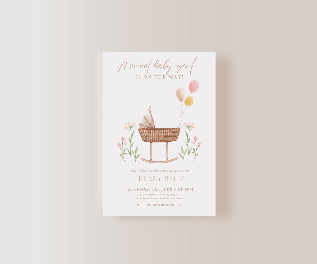 Sweet Baby Girl Invitation, Sweet Baby Girl Baby Shower Invitation ...