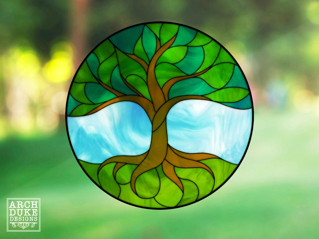 Tree of Life Round Stained Glass Window Film - Etsy