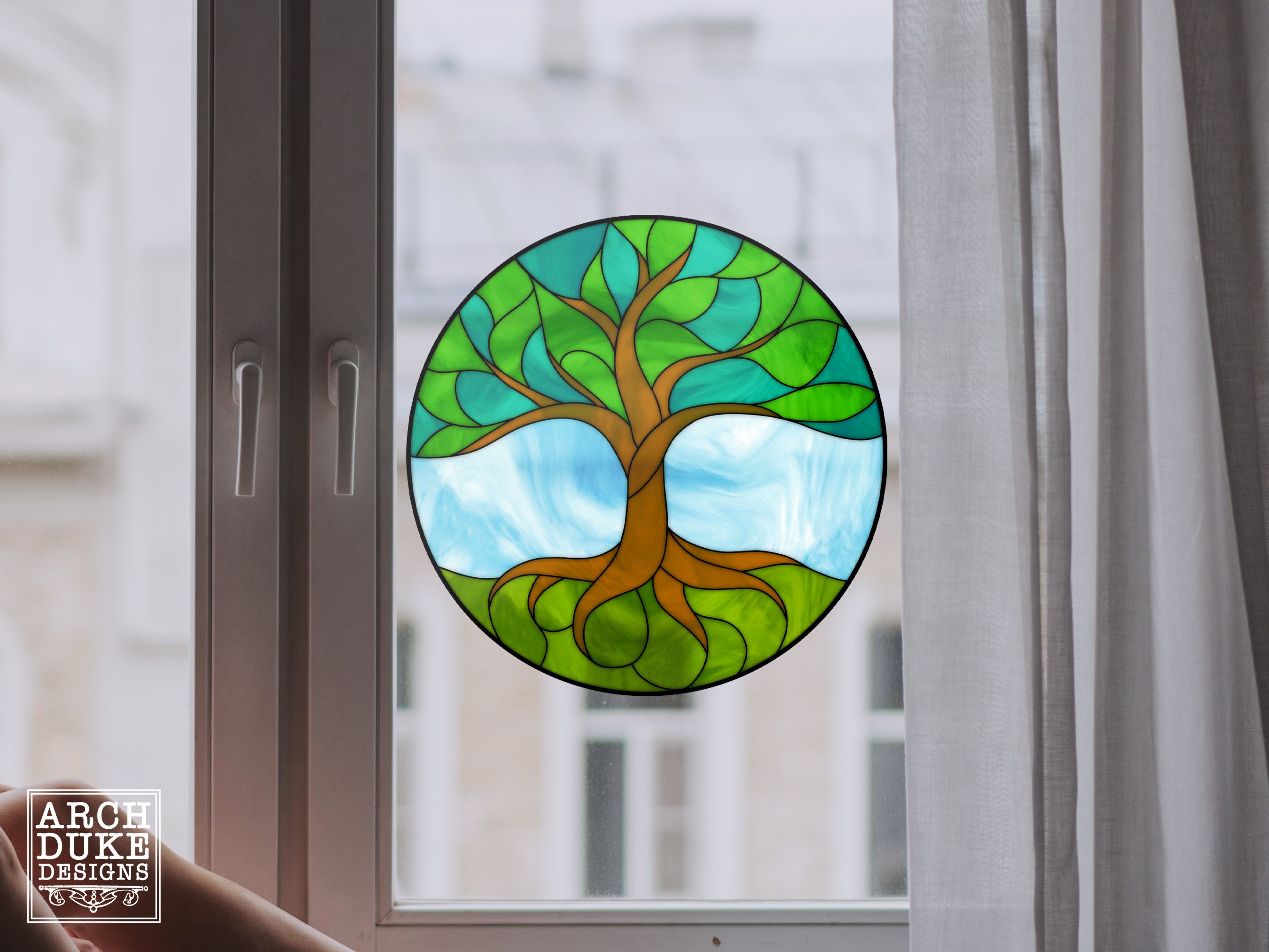 Tree of Life Round Stained Glass Window Film - Etsy